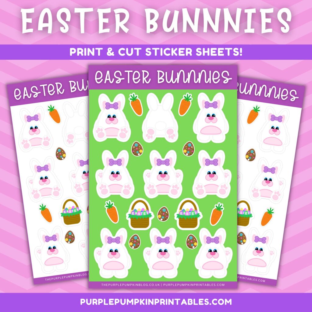 Digital & Printable Girl/Ear Bow Easter Bunnies Sticker Sheet