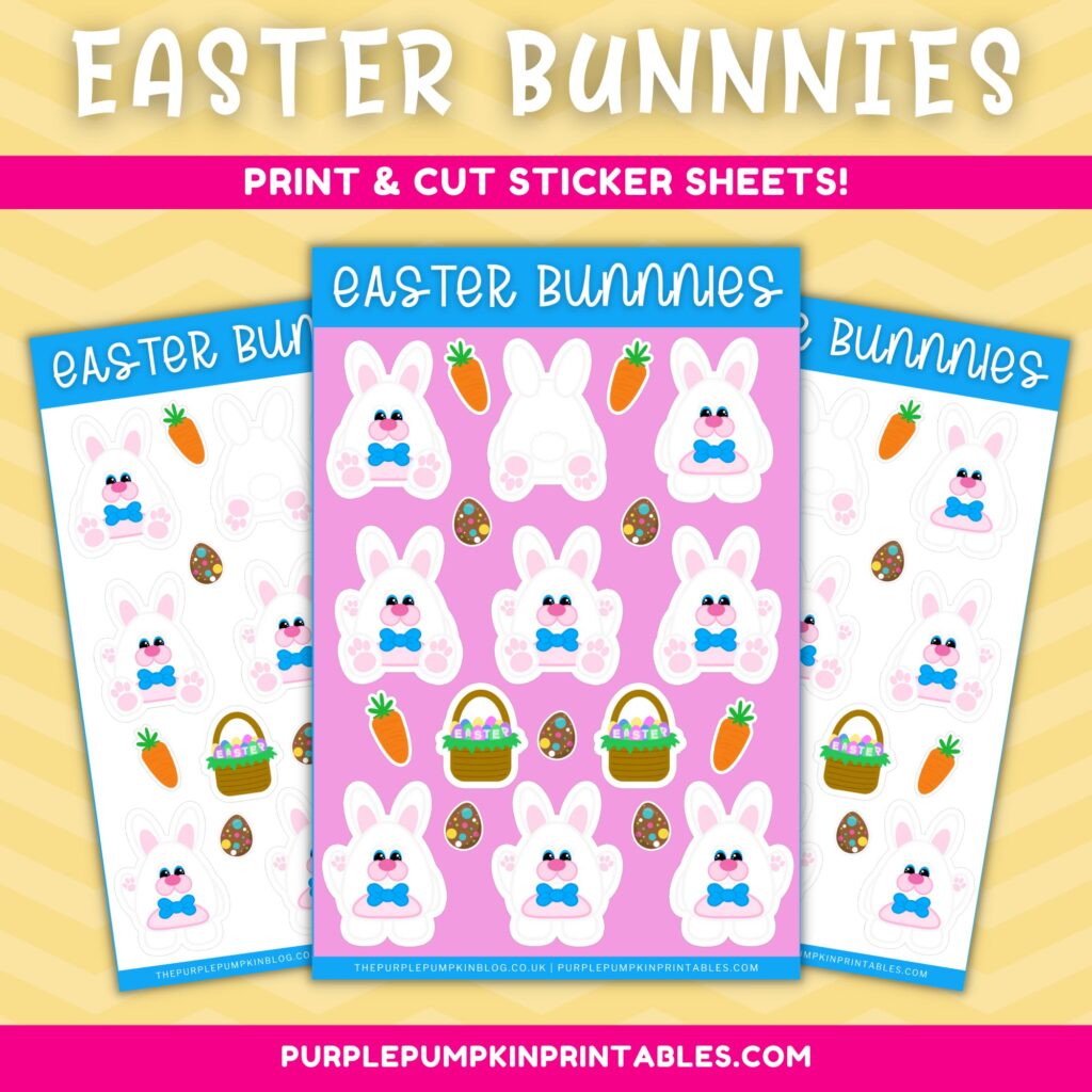Digital & Printable Boy/Bow Tie Easter Bunnies Sticker Sheet