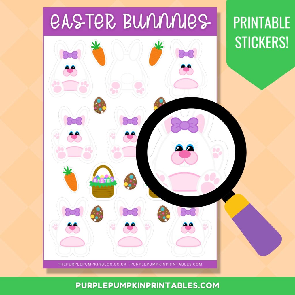Digital & Printable Girl/Ear Bow Easter Bunnies Sticker Sheet