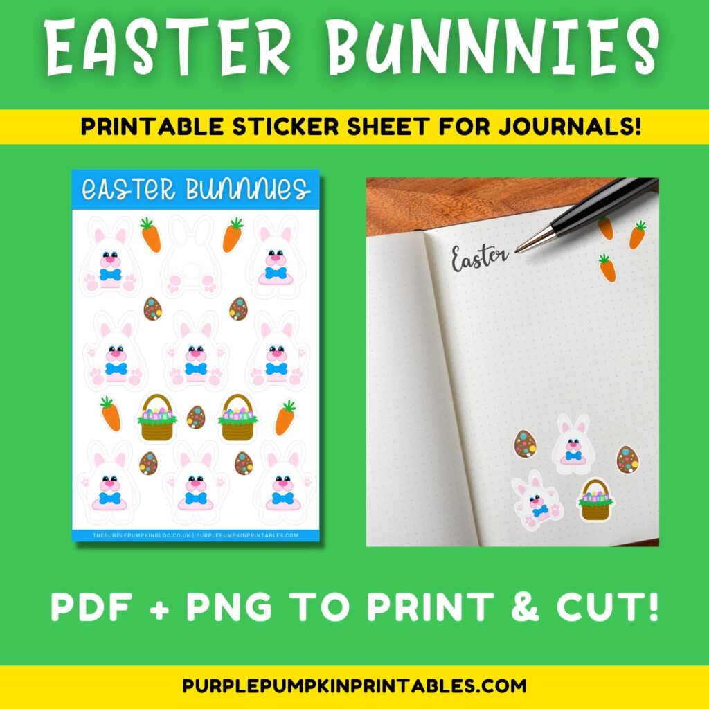 Digital & Printable Boy/Bow Tie Easter Bunnies Sticker Sheet