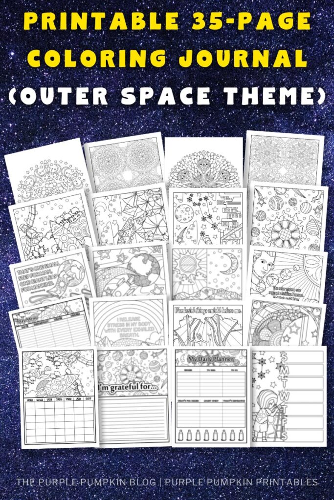 Outer Space Themed Printable Journal To Color (Printable Planner)