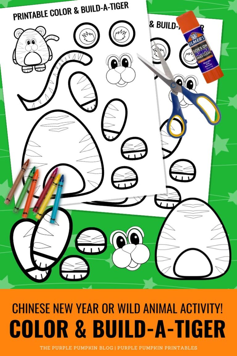 Printable Color & Build A Tiger Template