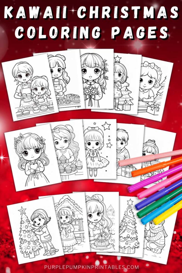30 Printable Kawaii Christmas Coloring Pages