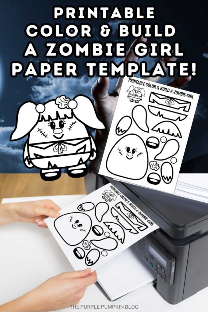 Printable Color & Build A Zombie Girl