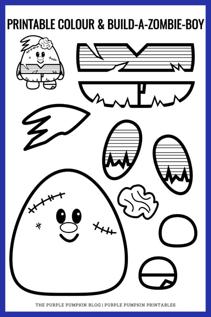 Printable Color & Build A Zombie Boy