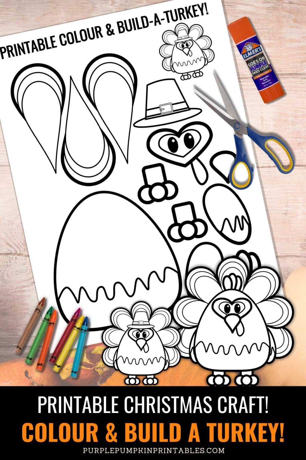 Printable Color & Build a Turkey for Thanksgiving and Christmas