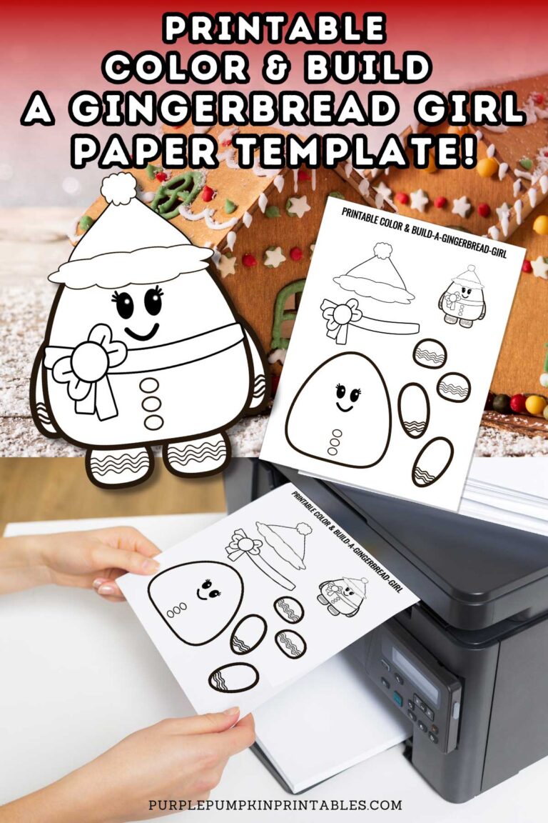 Printable Color & Build a Gingerbread Girl