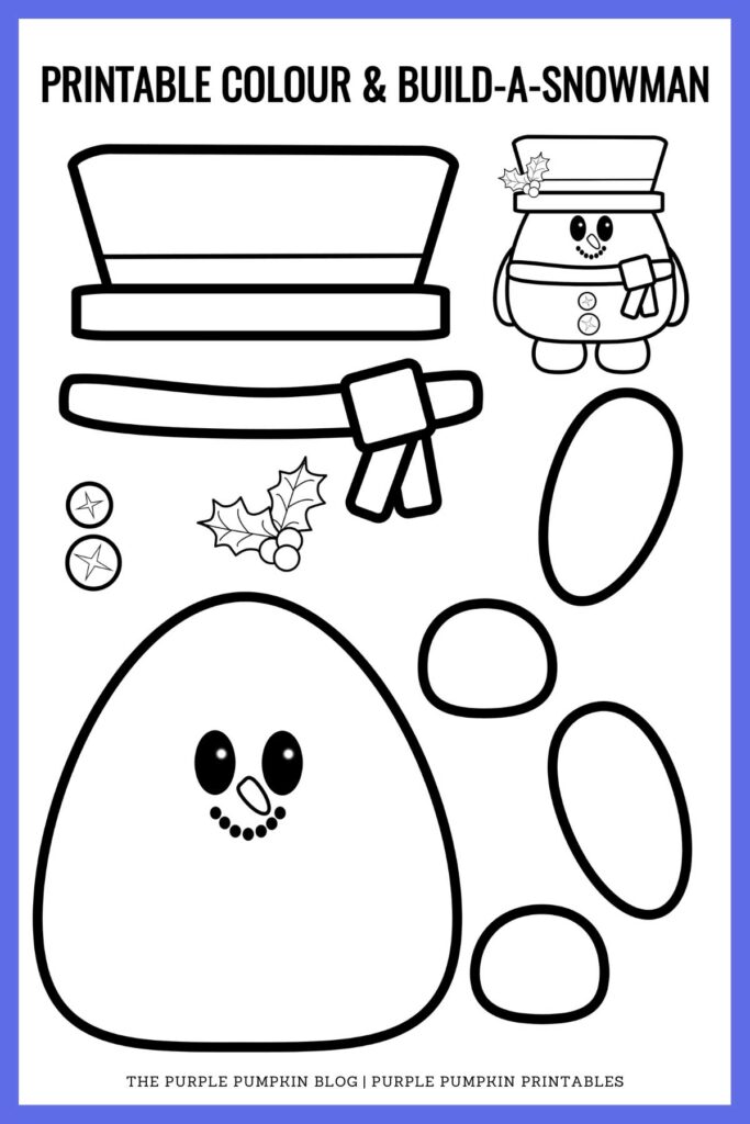 Printable Color & Build a Snowman