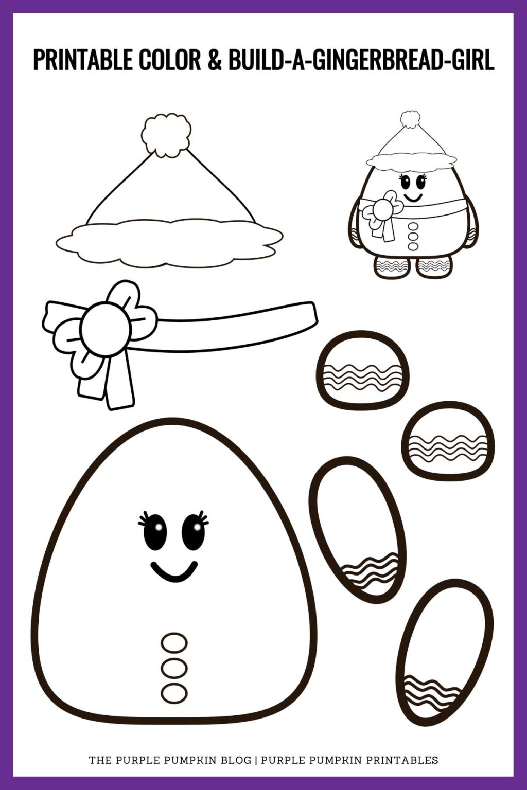 Printable Color & Build a Gingerbread Girl