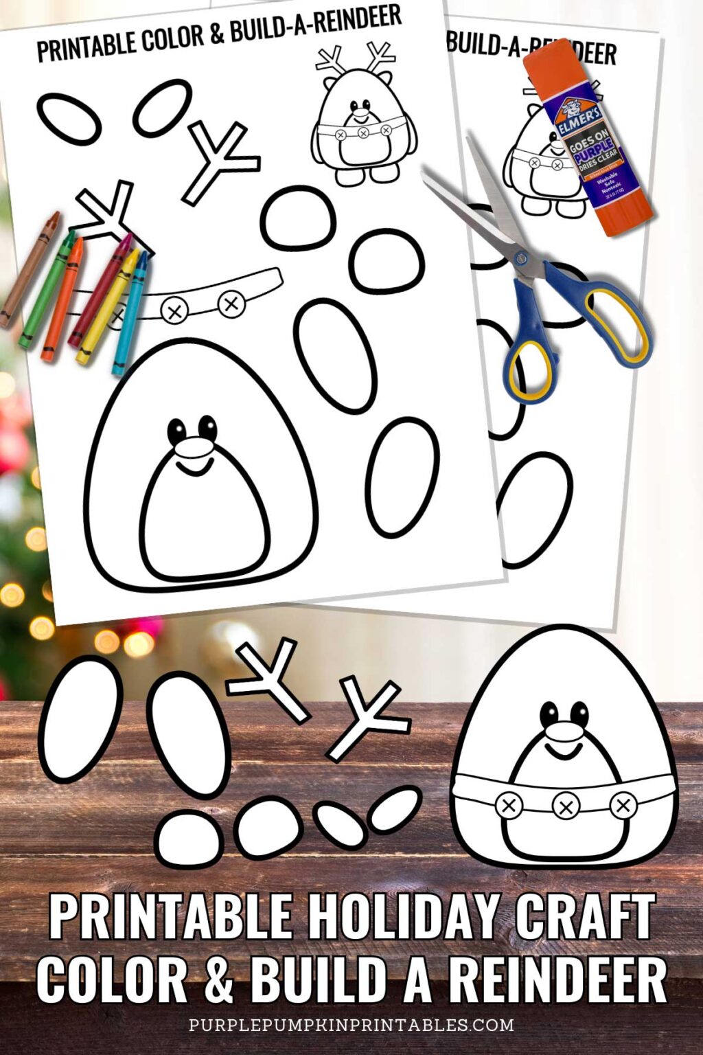 Printable Color & Build a Reindeer