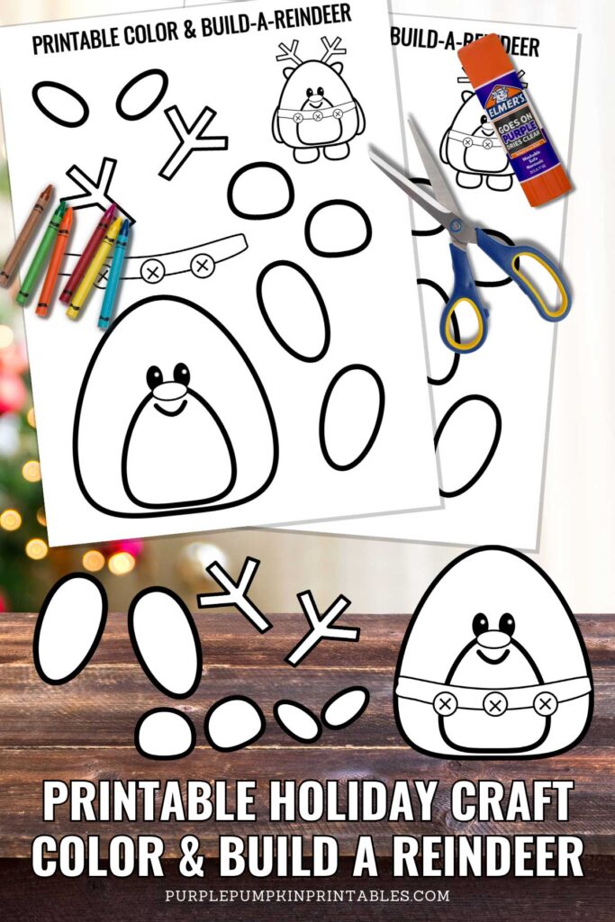 Printable Color & Build a Reindeer