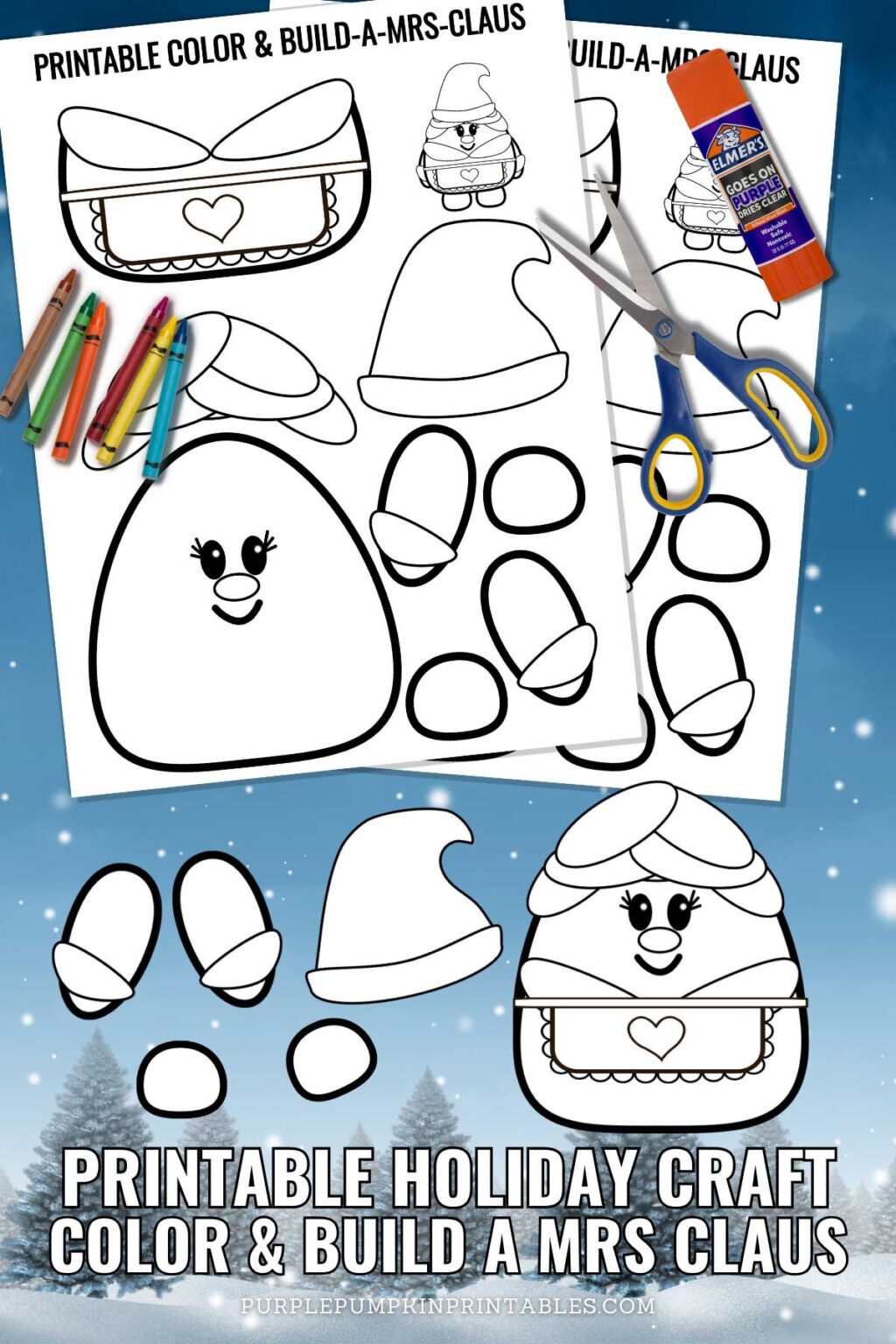 Printable Color & Build Mrs Claus