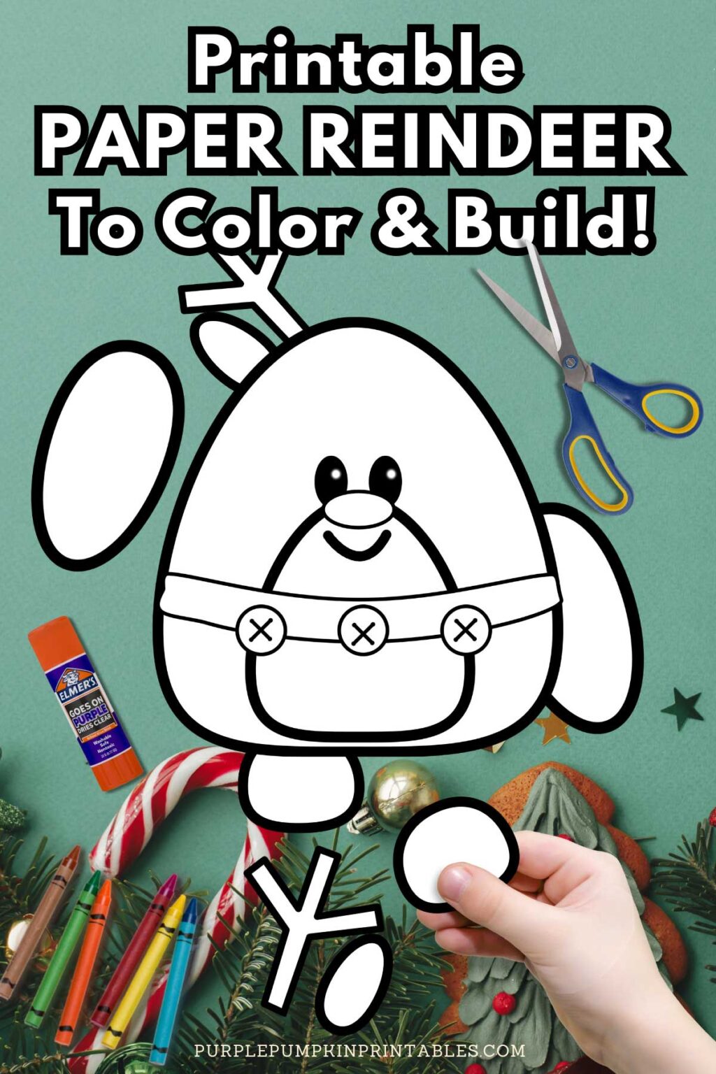 Printable Color & Build a Reindeer