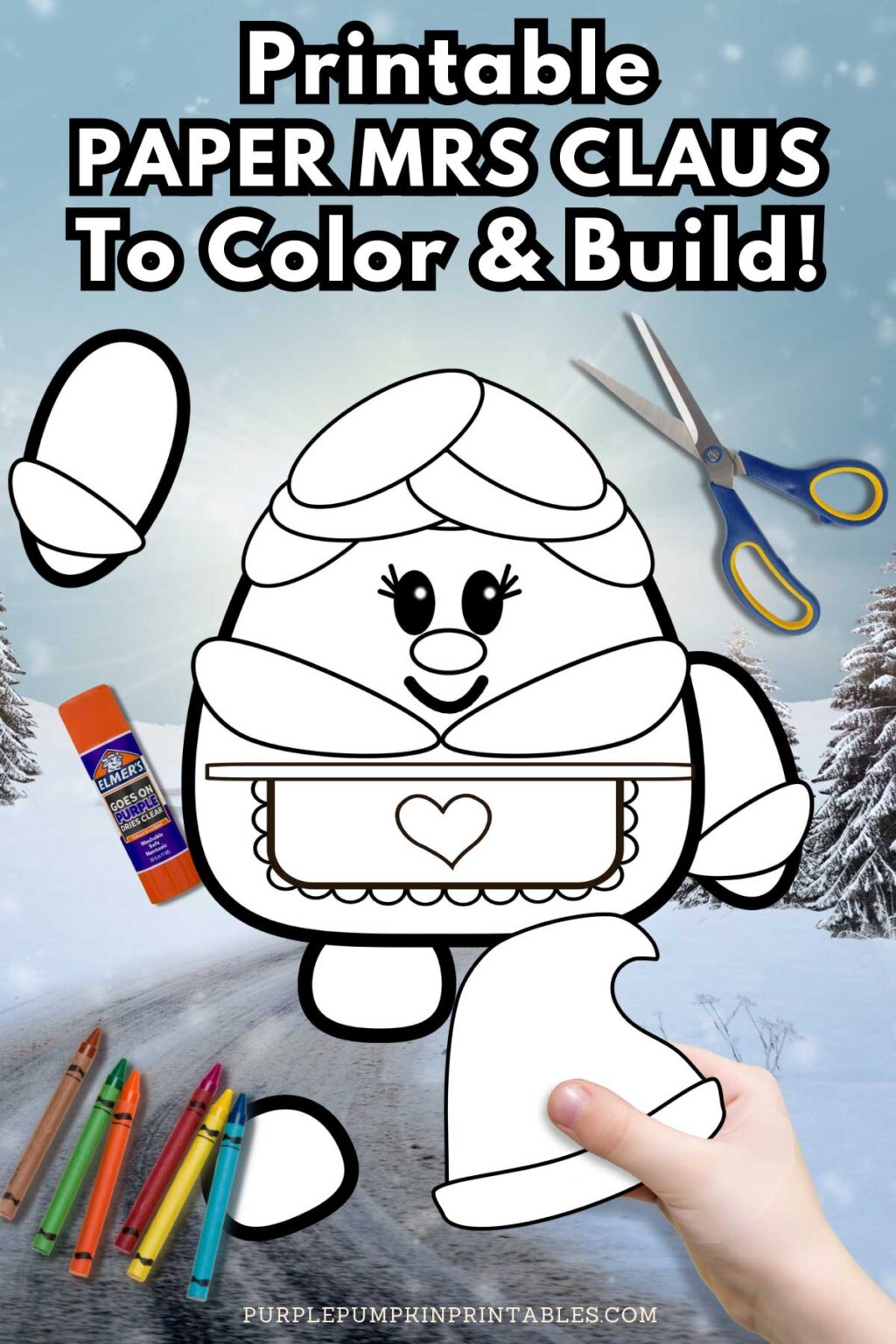 Printable Color & Build Mrs Claus