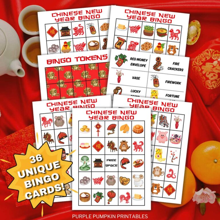 36 Printable Chinese New Year Bingo Game Cards