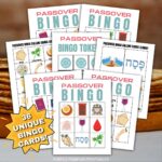 36 Printable Passover Bingo Game Cards
