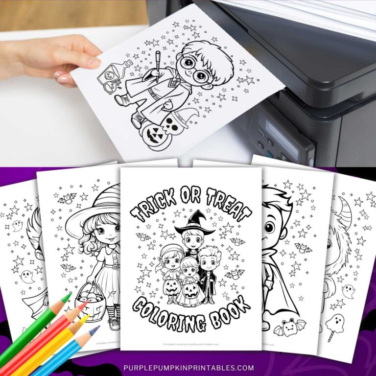 Printable Trick or Treat Coloring Book Pages for Halloween!