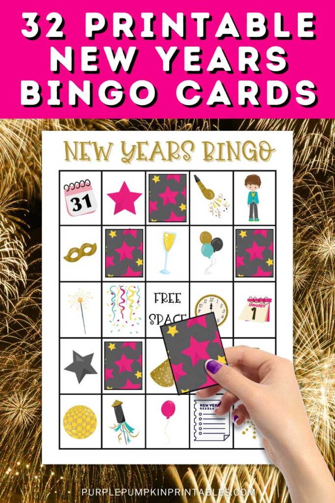 Printable 32 New Years Bingo Cards for New Year's Eve