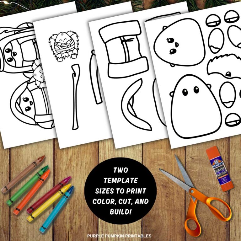 Printable Nativity Paper Craft to Color: Holy Family in Two Sizes