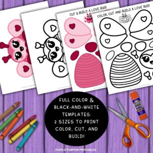 Printable Build a Love Bug Paper Craft for Valentine's Day!