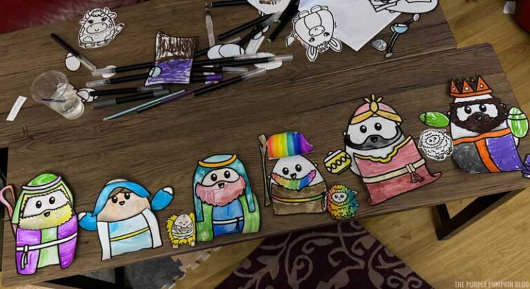 Complete Printable Nativity Paper Craft to Color and Build Bundle