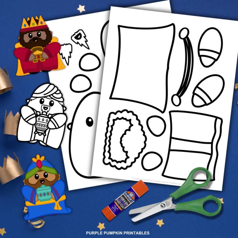 Printable Nativity Three Wise Men Paper Craft to Color and Build