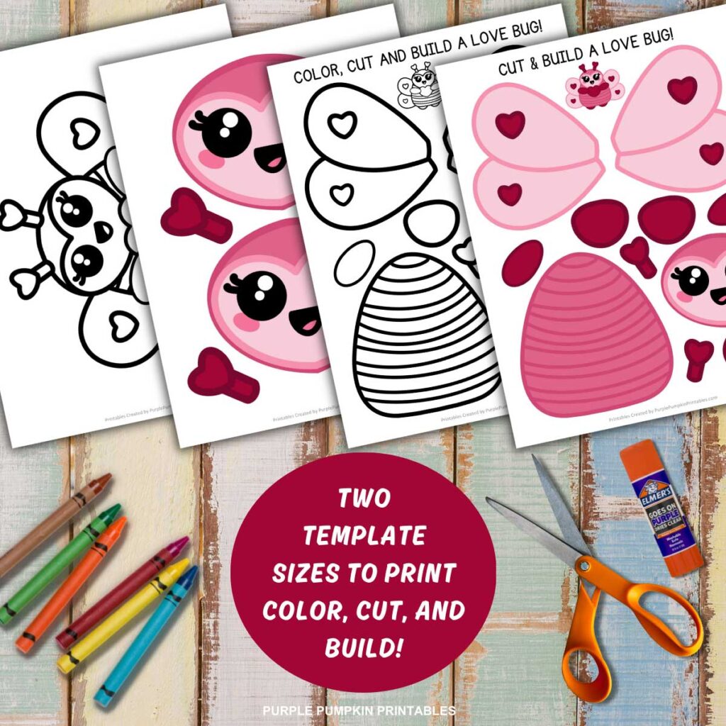 Printable Build a Love Bug Paper Craft for Valentine's Day!