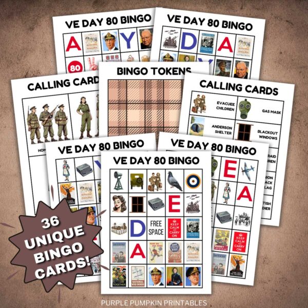 Printable VE Day Bingo Game: Fun WWII History Activity
