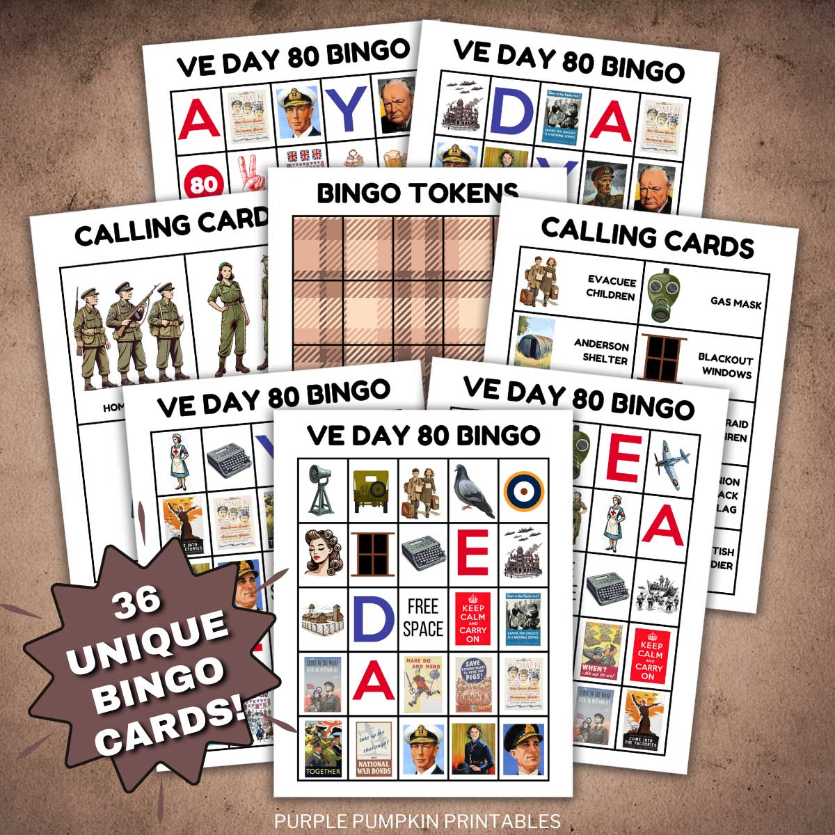 Printable VE Day Bingo Game: Fun WWII History Activity