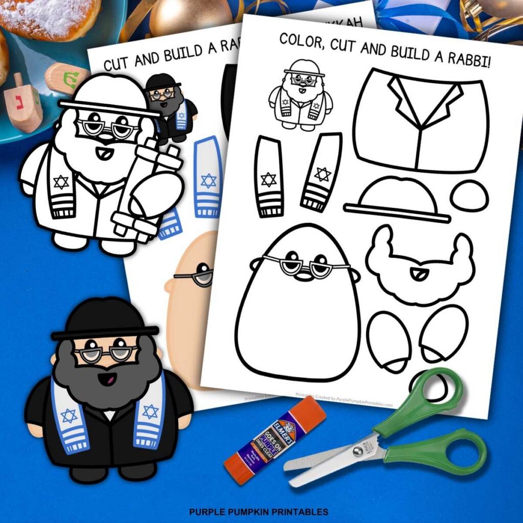 Printable Build a Rabbi for Hanukkah Paper Template (Chanukah)