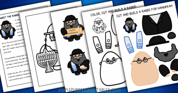Printable Build a Rabbi for Hanukkah Paper Template (Chanukah)