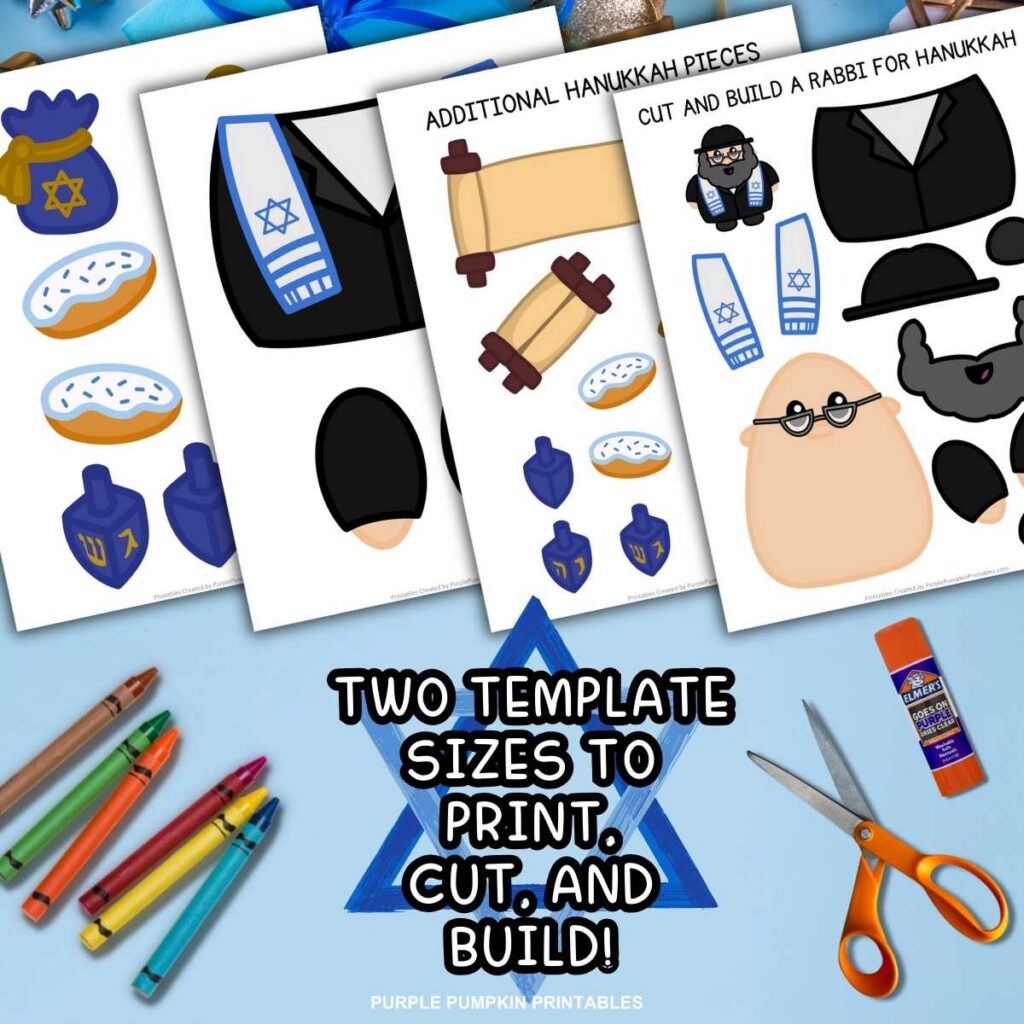 Printable Build a Rabbi for Hanukkah Paper Template (Chanukah)