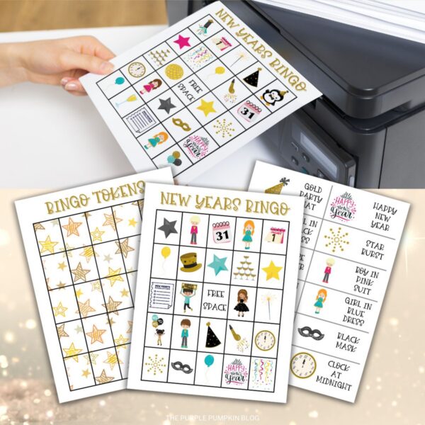 Printable 36 New Years Bingo Cards for New Year's Eve