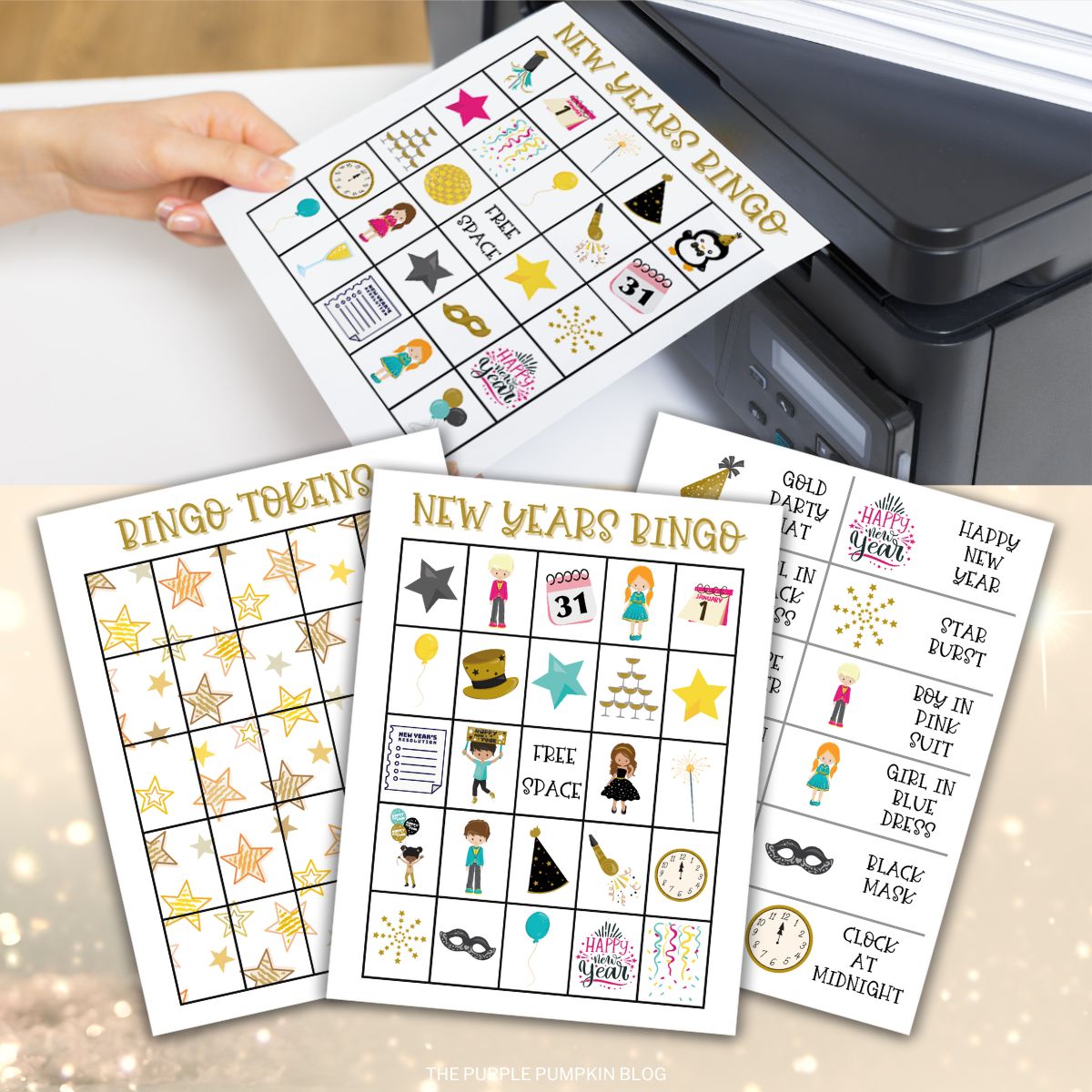 Printable 36 New Years Bingo Cards for New Year's Eve