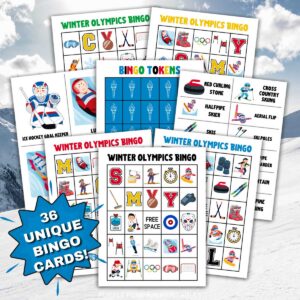 Winter Olympics Bingo Printable (36 Bingo Cards)